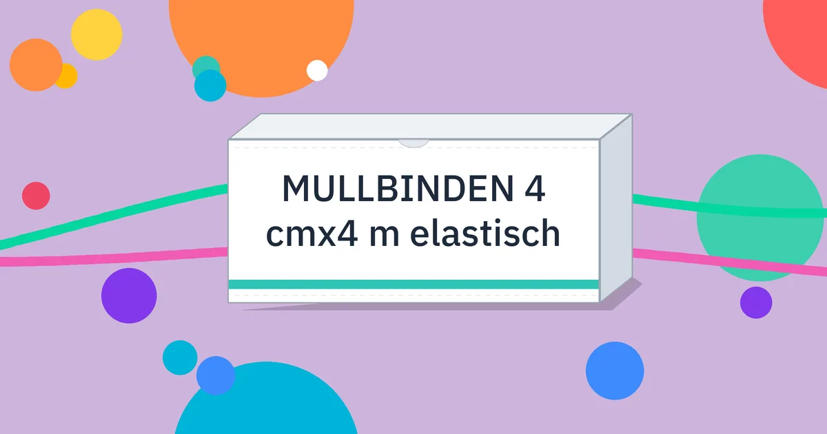 Symbolbild: Packung mit der Aufschrift MULLBINDEN 4 cmx4 m elastisch (PZN 07622791) – Verfügbarkeit und Bezug in Apotheken in Frankfurt am Main