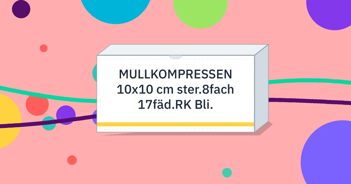 Symbolbild: Packung mit der Aufschrift MULLKOMPRESSEN 10x10 cm ster.8fach 17fäd.RK Bli. (PZN 06929435) – Verfügbarkeit und Bezug in Apotheken in Frankfurt am Main