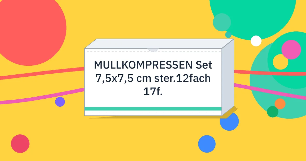 Symbolbild: Packung mit der Aufschrift MULLKOMPRESSEN Set 7,5x7,5 cm ster.12fach 17f. (PZN 06930065) – Verfügbarkeit und Bezug in Apotheken in Frankfurt am Main