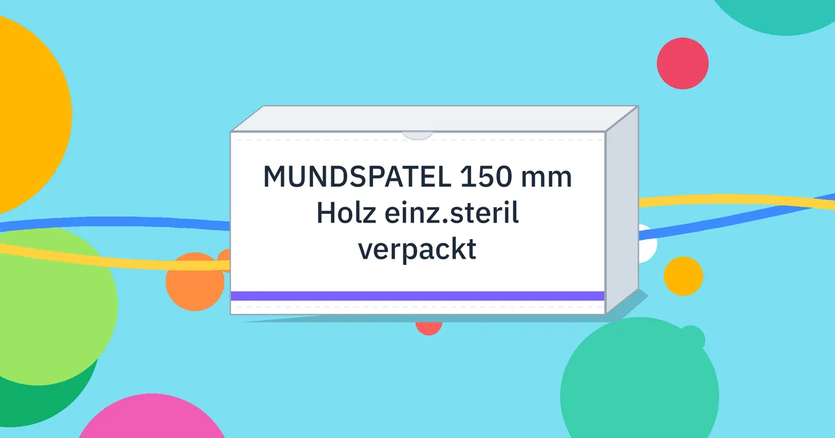 Symbolbild: Packung mit der Aufschrift MUNDSPATEL 150 mm Holz einz.steril verpackt (PZN 06799961) – Verfügbarkeit und Bezug in Apotheken in Frankfurt am Main