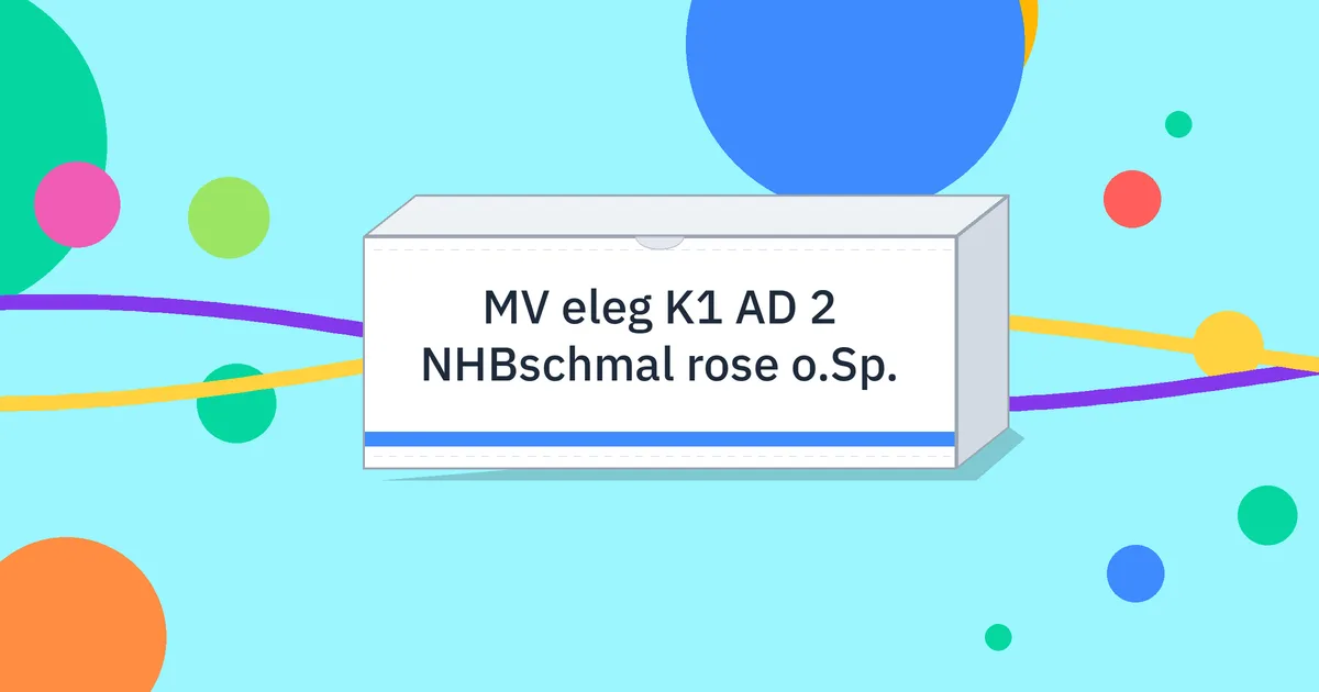 Symbolbild: Packung mit der Aufschrift MV eleg K1 AD 2 NHBschmal rose o.Sp. (PZN 15673265) – Verfügbarkeit und Bezug in Apotheken in Frankfurt am Main