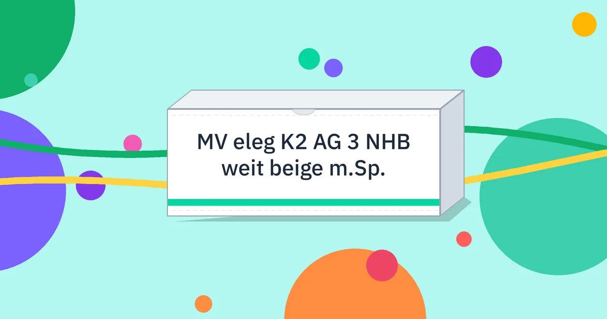 Symbolbild: Packung mit der Aufschrift MV eleg K2 AG 3 NHB weit beige m.Sp. (PZN 15729209) – Verfügbarkeit und Bezug in Apotheken in Frankfurt am Main