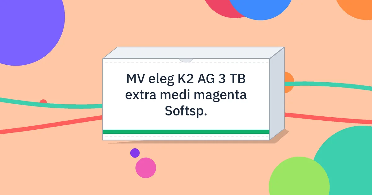 Symbolbild: Packung mit der Aufschrift MV eleg K2 AG 3 TB extra medi magenta Softsp. (PZN 14640536) – Verfügbarkeit und Bezug in Apotheken in Frankfurt am Main