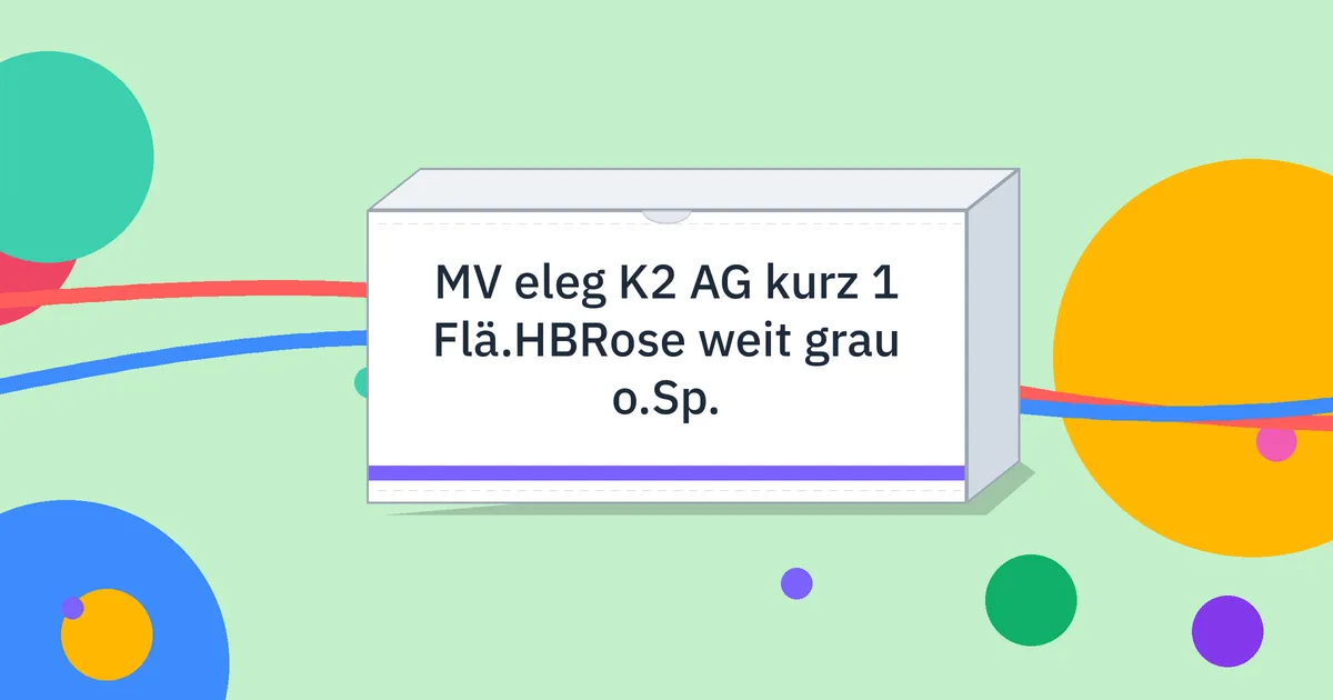 Symbolbild: Packung mit der Aufschrift MV eleg K2 AG kurz 1 Flä.HBRose weit grau o.Sp. (PZN 18926005) – Verfügbarkeit und Bezug in Apotheken in Frankfurt am Main