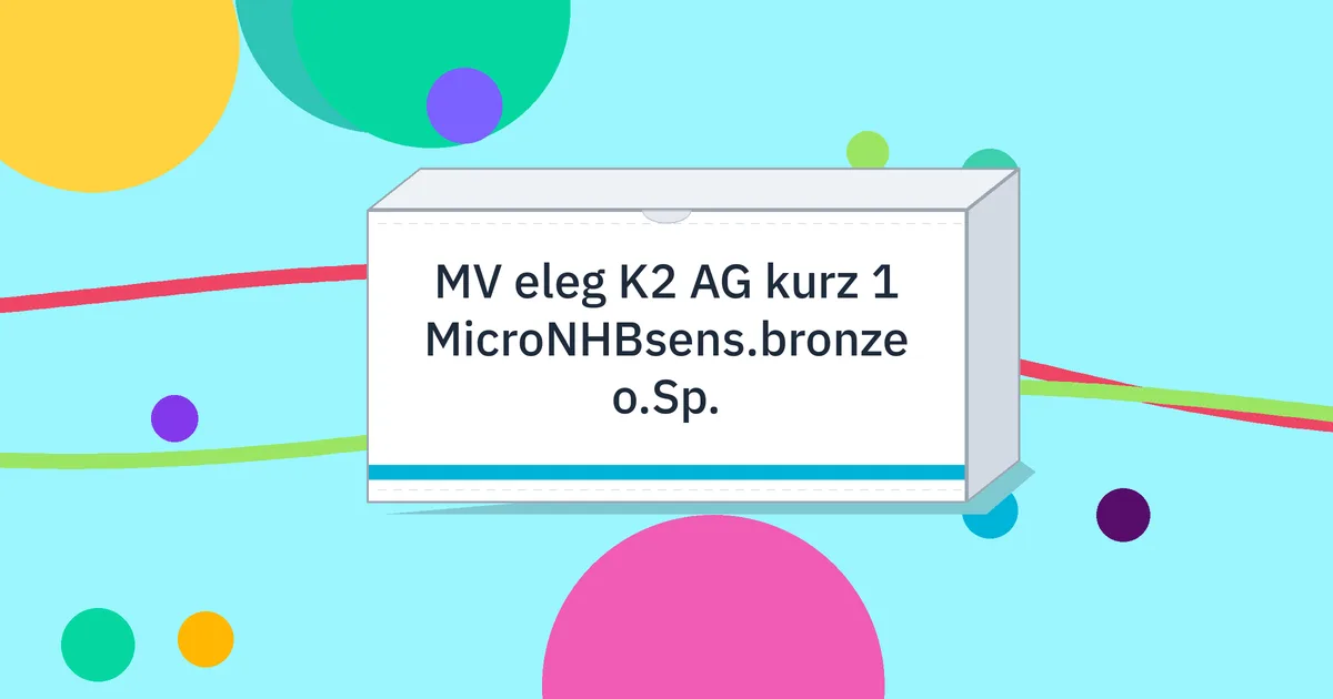 Symbolbild: Packung mit der Aufschrift MV eleg K2 AG kurz 1 MicroNHBsens.bronze o.Sp. (PZN 15709916) – Verfügbarkeit und Bezug in Apotheken in Frankfurt am Main