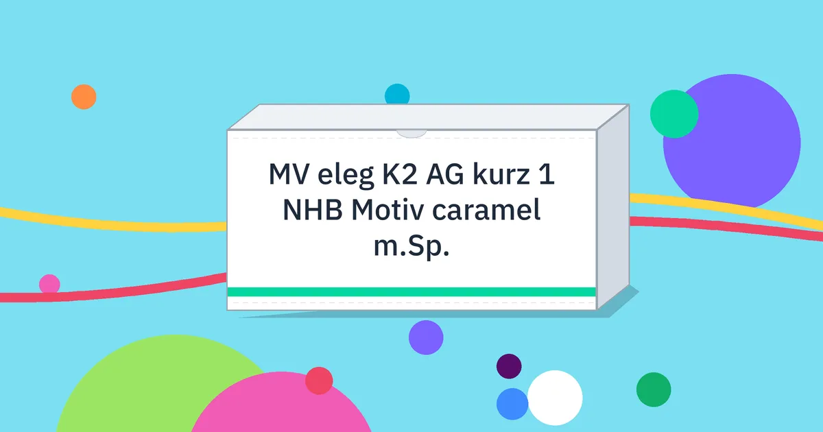 Symbolbild: Packung mit der Aufschrift MV eleg K2 AG kurz 1 NHB Motiv caramel m.Sp. (PZN 15708638) – Verfügbarkeit und Bezug in Apotheken in Frankfurt am Main