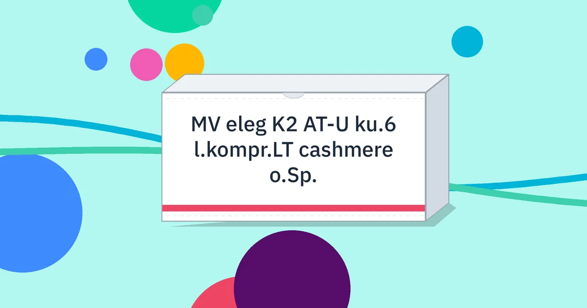 Symbolbild: Packung mit der Aufschrift MV eleg K2 AT-U ku.6 l.kompr.LT cashmere o.Sp. (PZN 14665068) – Verfügbarkeit und Bezug in Apotheken in Frankfurt am Main
