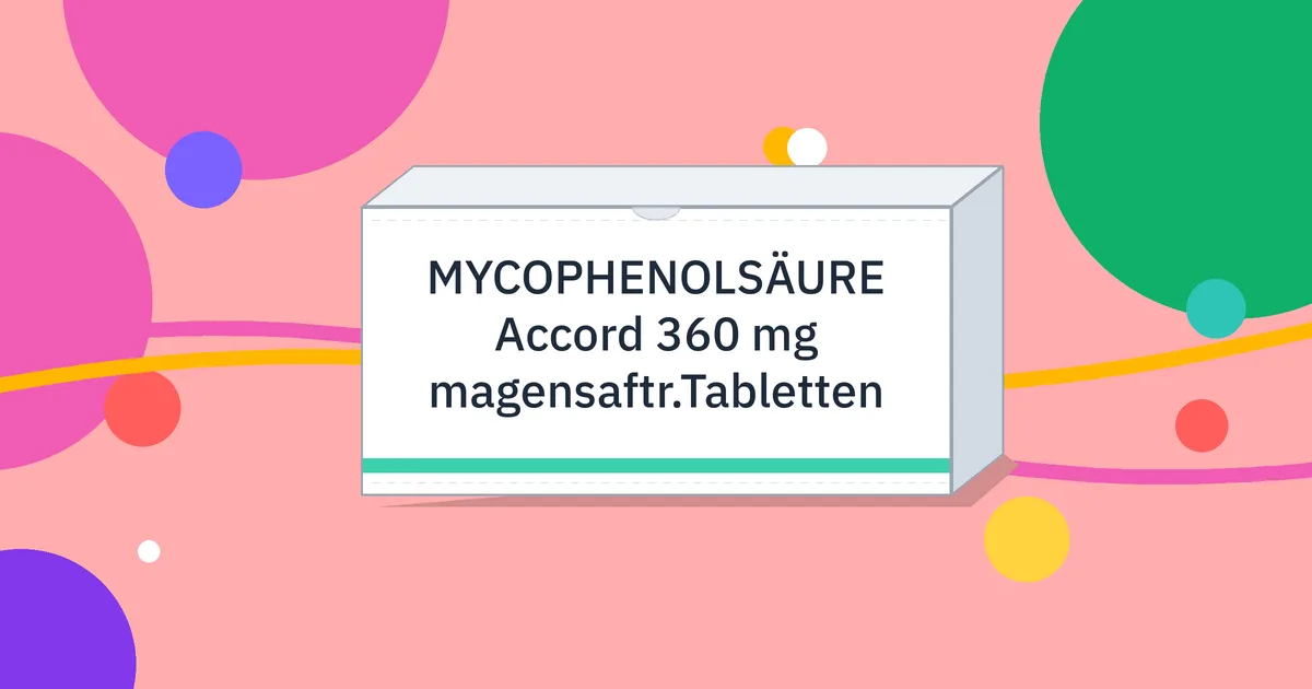 Symbolbild: Packung mit der Aufschrift MYCOPHENOLSÄURE Accord 360 mg magensaftr.Tabletten (PZN 12671780) – Verfügbarkeit und Bezug in Apotheken in Frankfurt am Main