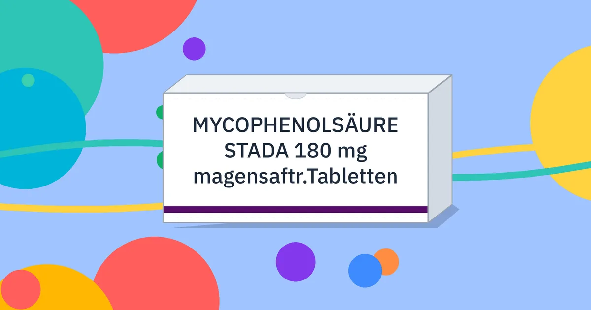 Symbolbild: Packung mit der Aufschrift MYCOPHENOLSÄURE STADA 180 mg magensaftr.Tabletten (PZN 18134965) – Verfügbarkeit und Bezug in Apotheken in Frankfurt am Main