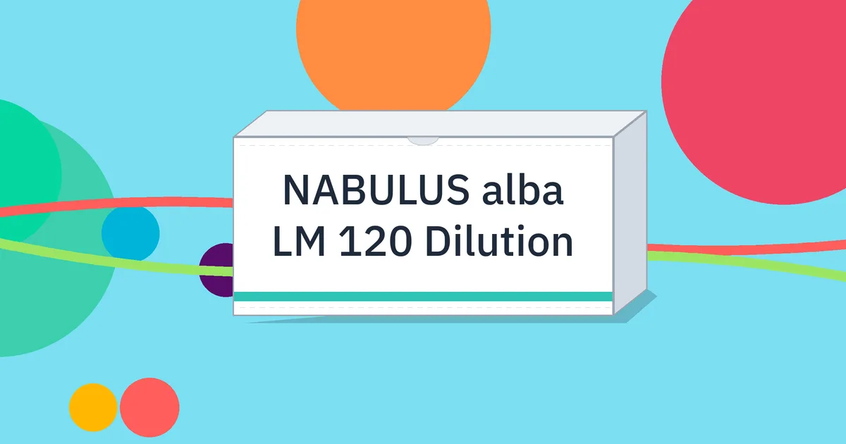 Symbolbild: Packung mit der Aufschrift NABULUS alba LM 120 Dilution (PZN 13615683) – Verfügbarkeit und Bezug in Apotheken in Frankfurt am Main