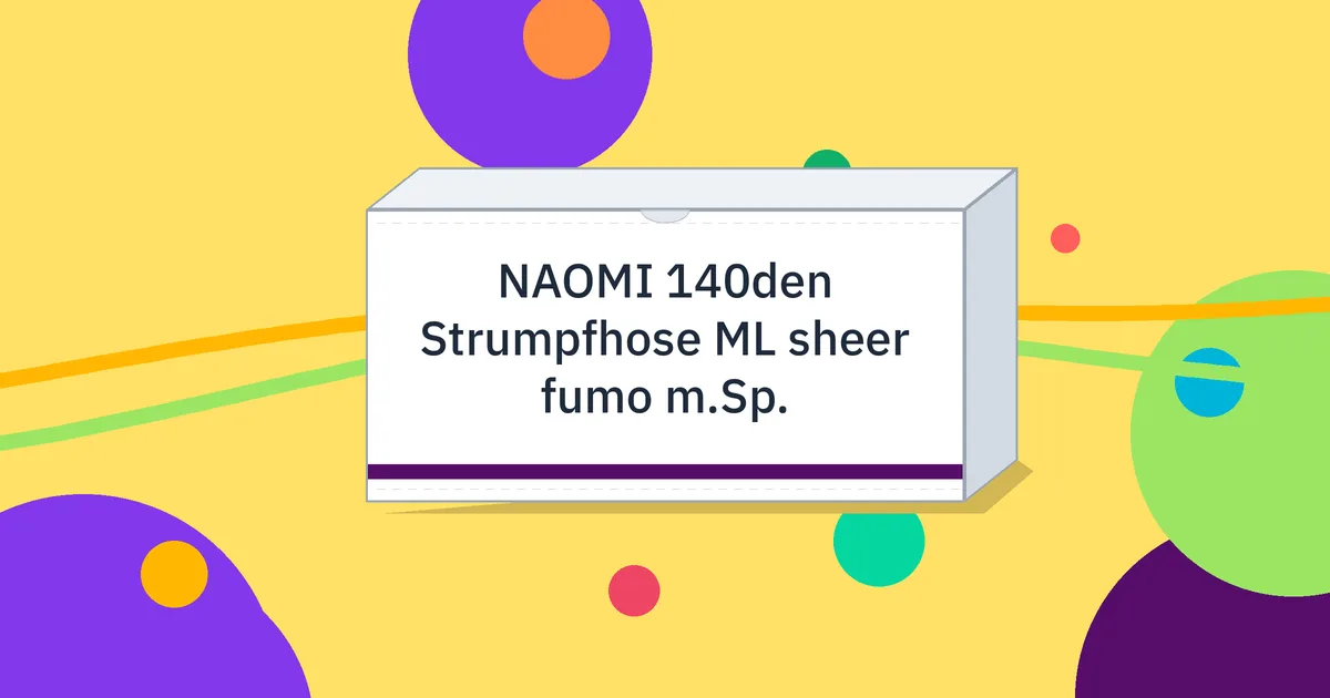 Symbolbild: Packung mit der Aufschrift NAOMI 140den Strumpfhose ML sheer fumo m.Sp. (PZN 16177700) – Verfügbarkeit und Bezug in Apotheken in Frankfurt am Main