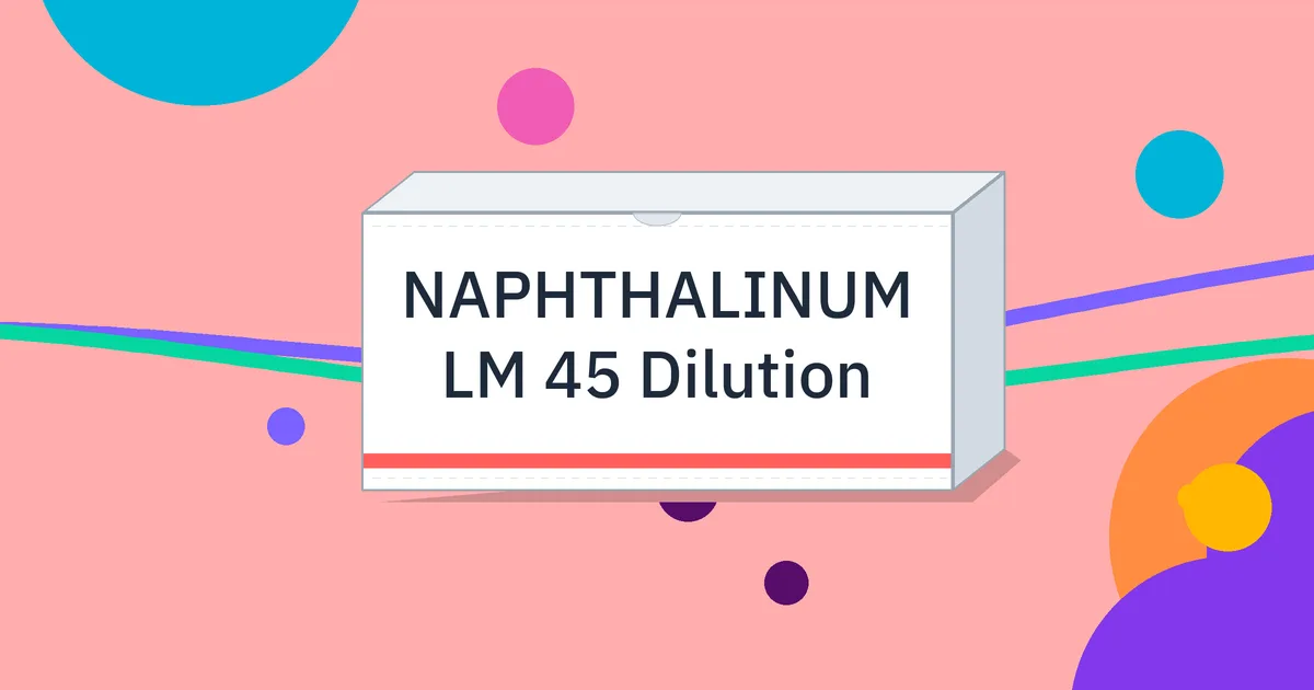 Symbolbild: Packung mit der Aufschrift NAPHTHALINUM LM 45 Dilution (PZN 12958694) – Verfügbarkeit und Bezug in Apotheken in Frankfurt am Main
