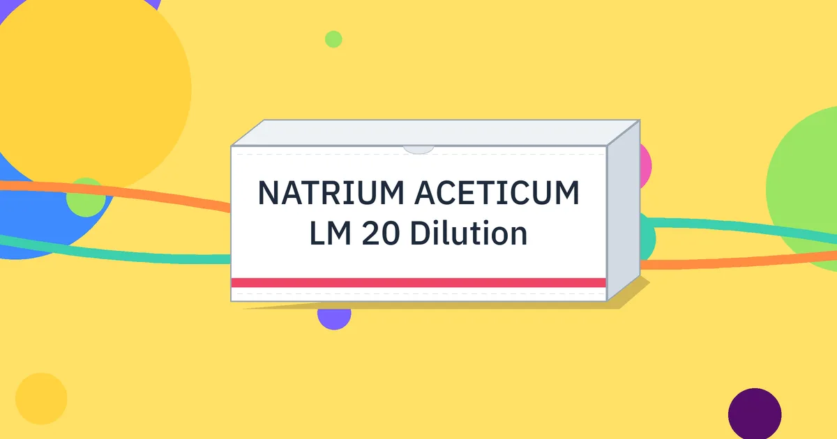 Symbolbild: Packung mit der Aufschrift NATRIUM ACETICUM LM 20 Dilution (PZN 12959021) – Verfügbarkeit und Bezug in Apotheken in Frankfurt am Main