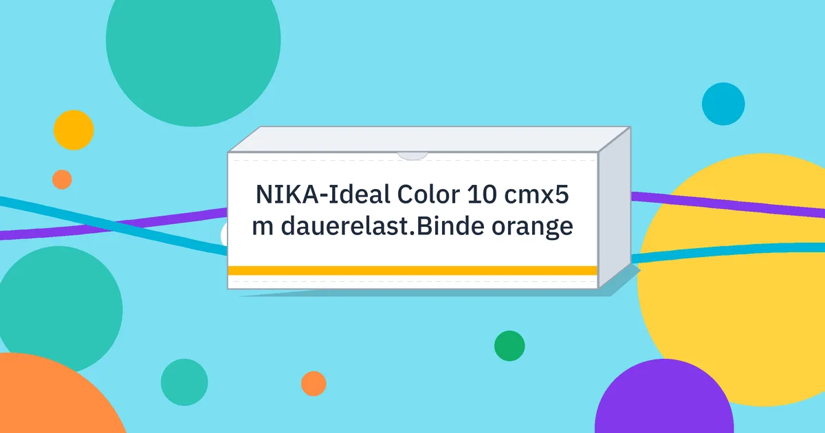 Symbolbild: Packung mit der Aufschrift NIKA-Ideal Color 10 cmx5 m dauerelast.Binde orange (PZN 14236195) – Verfügbarkeit und Bezug in Apotheken in Frankfurt am Main