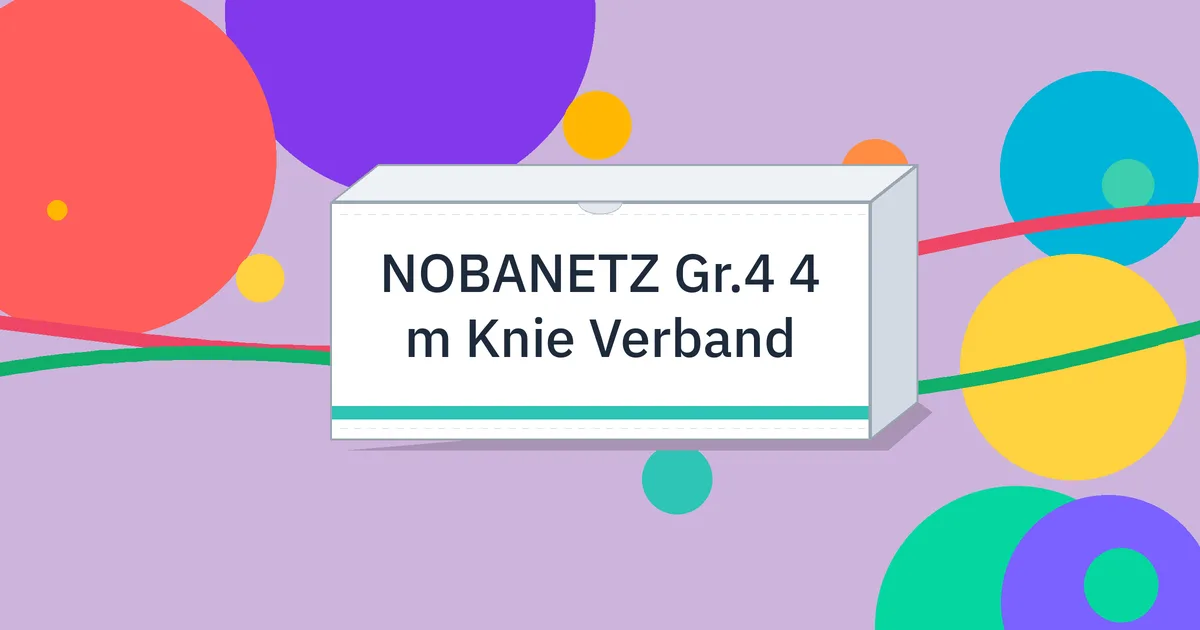 Symbolbild: Packung mit der Aufschrift NOBANETZ Gr.4 4 m Knie Verband (PZN 16876591) – Verfügbarkeit und Bezug in Apotheken in Frankfurt am Main