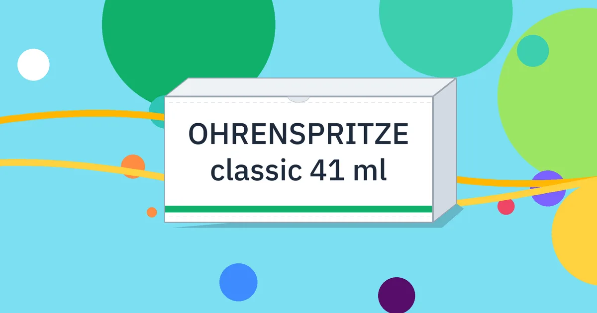 Symbolbild: Packung mit der Aufschrift OHRENSPRITZE classic 41 ml (PZN 02819744) – Verfügbarkeit und Bezug in Apotheken in Frankfurt am Main