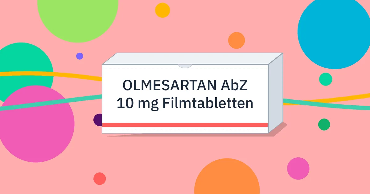 Symbolbild: Packung mit der Aufschrift OLMESARTAN AbZ 10 mg Filmtabletten (PZN 11856046) – Verfügbarkeit und Bezug in Apotheken in Frankfurt am Main