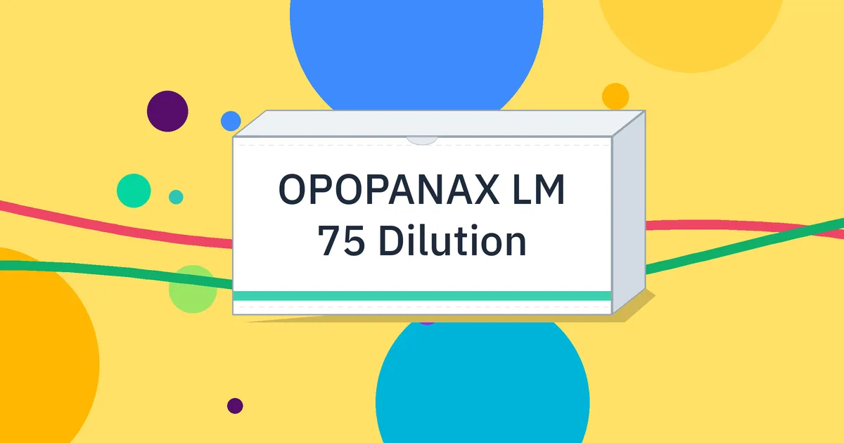 Symbolbild: Packung mit der Aufschrift OPOPANAX LM 75 Dilution (PZN 13627350) – Verfügbarkeit und Bezug in Apotheken in Frankfurt am Main
