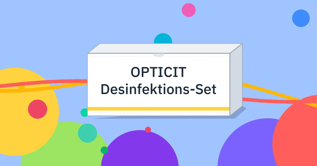 Symbolbild: Packung mit der Aufschrift OPTICIT Desinfektions-Set (PZN 20062144) – Verfügbarkeit und Bezug in Apotheken in Frankfurt am Main