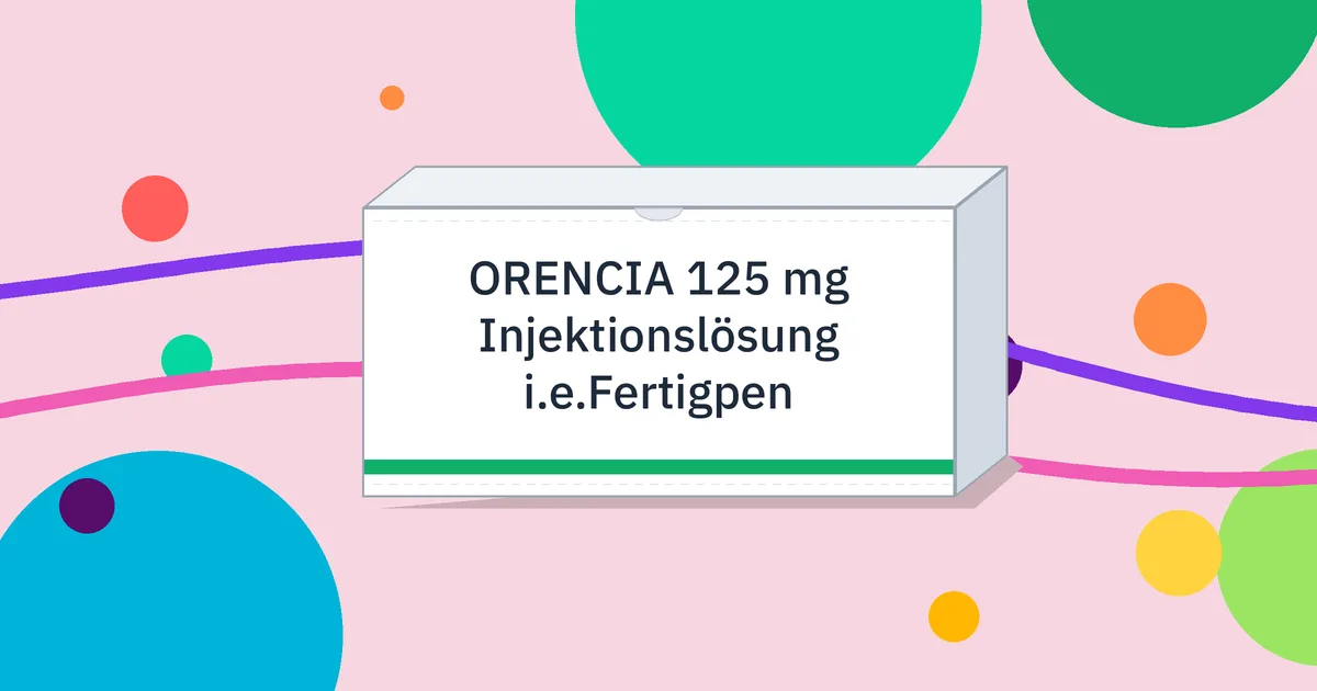 Symbolbild: Packung mit der Aufschrift ORENCIA 125 mg Injektionslösung i.e.Fertigpen (PZN 16754161) – Verfügbarkeit und Bezug in Apotheken in Frankfurt am Main