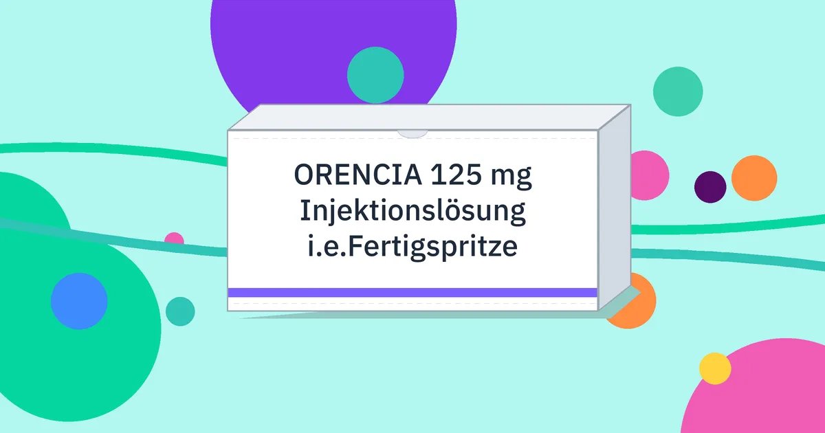 Symbolbild: Packung mit der Aufschrift ORENCIA 125 mg Injektionslösung i.e.Fertigspritze (PZN 09780382) – Verfügbarkeit und Bezug in Apotheken in Frankfurt am Main