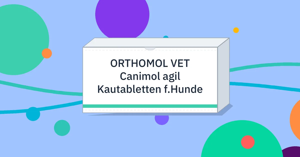 Symbolbild: Packung mit der Aufschrift ORTHOMOL VET Canimol agil Kautabletten f.Hunde (PZN 18723124) – Verfügbarkeit und Bezug in Apotheken in Frankfurt am Main