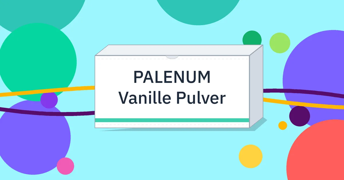 Symbolbild: Packung mit der Aufschrift PALENUM Vanille Pulver (PZN 03926608) – Verfügbarkeit und Bezug in Apotheken in Frankfurt am Main