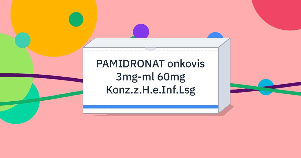 Symbolbild: Packung mit der Aufschrift PAMIDRONAT onkovis 3mg-ml 60mg Konz.z.H.e.Inf.Lsg (PZN 05461303) – Verfügbarkeit und Bezug in Apotheken in Frankfurt am Main