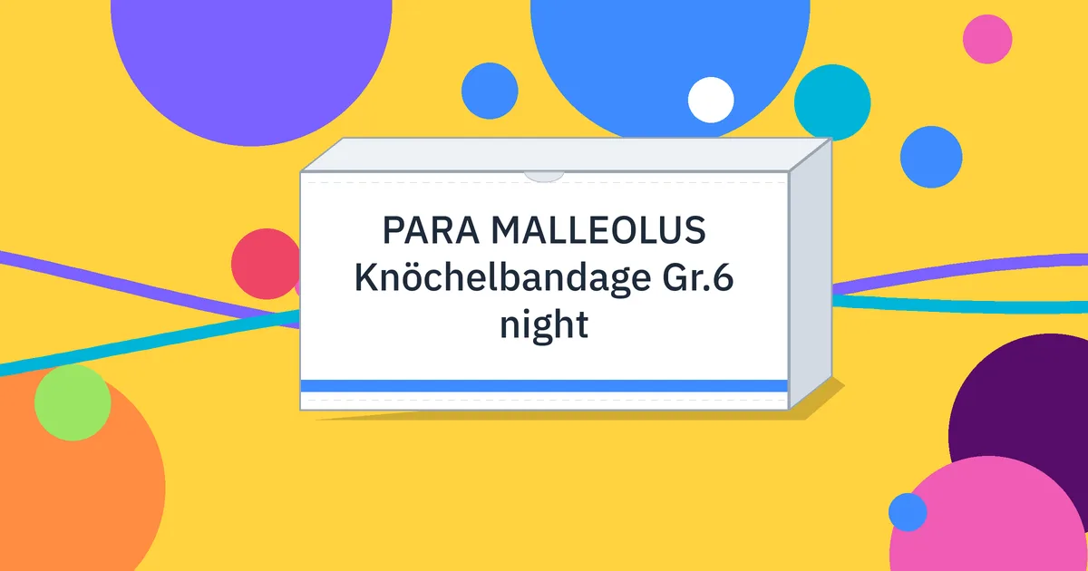 Symbolbild: Packung mit der Aufschrift PARA MALLEOLUS Knöchelbandage Gr.6 night (PZN 13763662) – Verfügbarkeit und Bezug in Apotheken in Frankfurt am Main