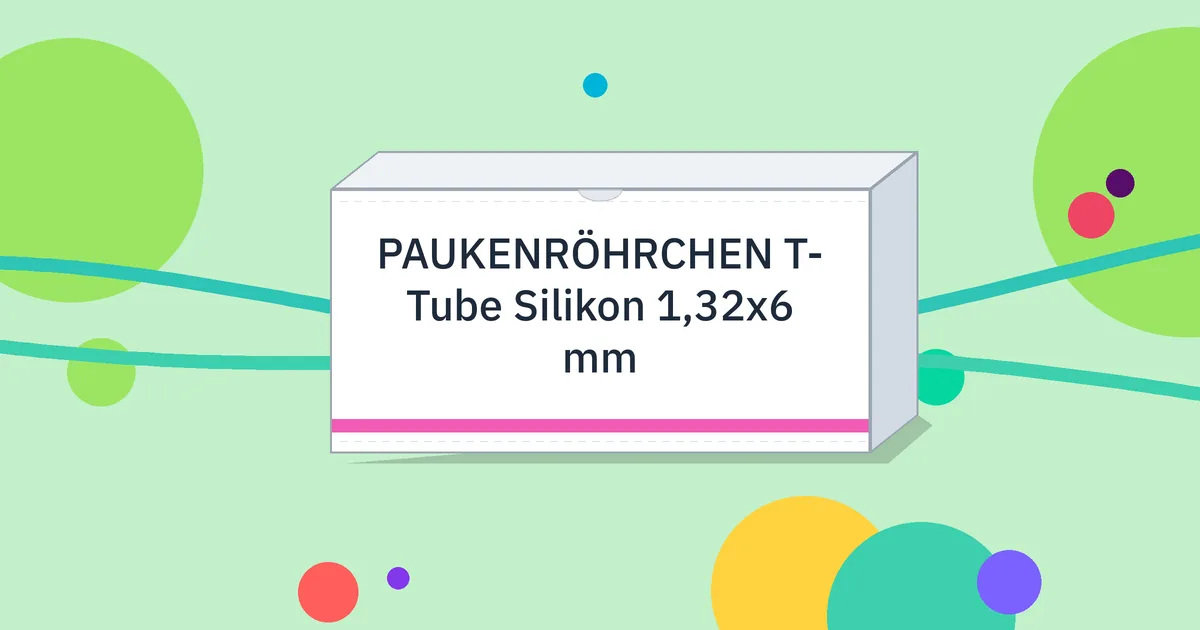 Symbolbild: Packung mit der Aufschrift PAUKENRÖHRCHEN T-Tube Silikon 1,32x6 mm (PZN 20352729) – Verfügbarkeit und Bezug in Apotheken in Frankfurt am Main