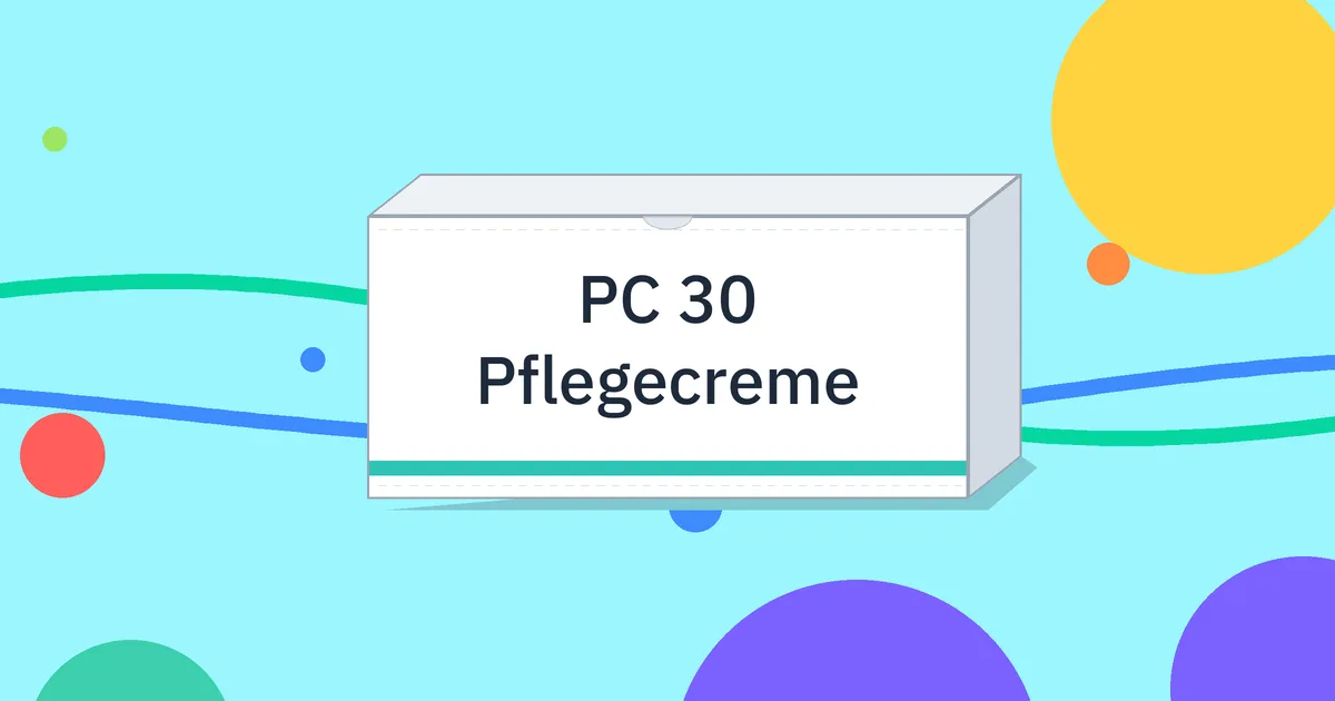 Symbolbild: Packung mit der Aufschrift PC 30 Pflegecreme (PZN 07479359) – Verfügbarkeit und Bezug in Apotheken in Frankfurt am Main