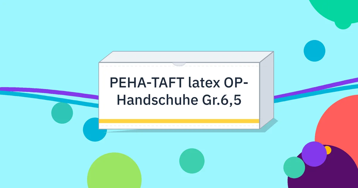 Symbolbild: Packung mit der Aufschrift PEHA-TAFT latex OP-Handschuhe Gr.6,5 (PZN 10387460) – Verfügbarkeit und Bezug in Apotheken in Frankfurt am Main