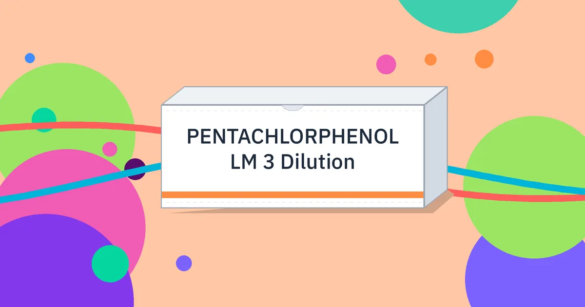 Symbolbild: Packung mit der Aufschrift PENTACHLORPHENOL LM 3 Dilution (PZN 13634054) – Verfügbarkeit und Bezug in Apotheken in Frankfurt am Main