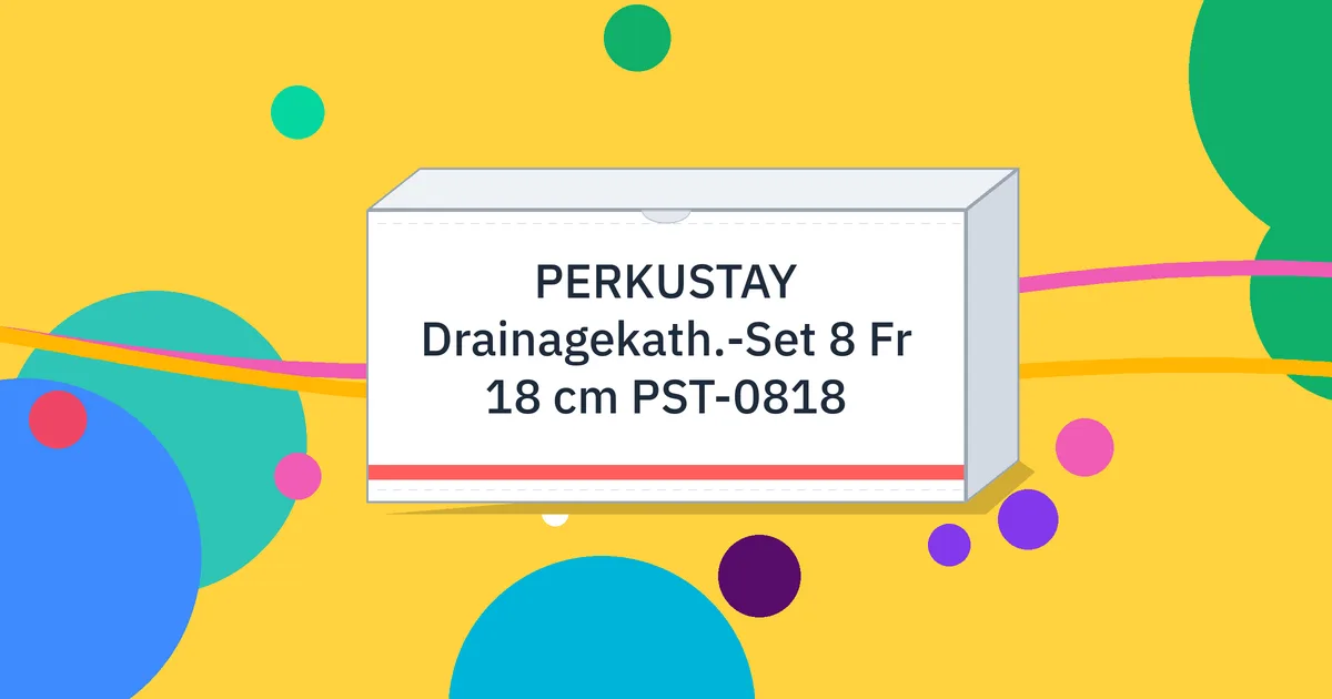 Symbolbild: Packung mit der Aufschrift PERKUSTAY Drainagekath.-Set 8 Fr 18 cm PST-0818 (PZN 14186043) – Verfügbarkeit und Bezug in Apotheken in Frankfurt am Main