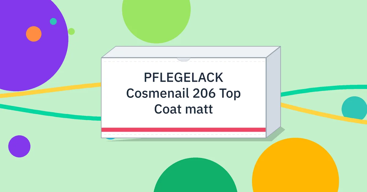 Symbolbild: Packung mit der Aufschrift PFLEGELACK Cosmenail 206 Top Coat matt (PZN 11688583) – Verfügbarkeit und Bezug in Apotheken in Frankfurt am Main