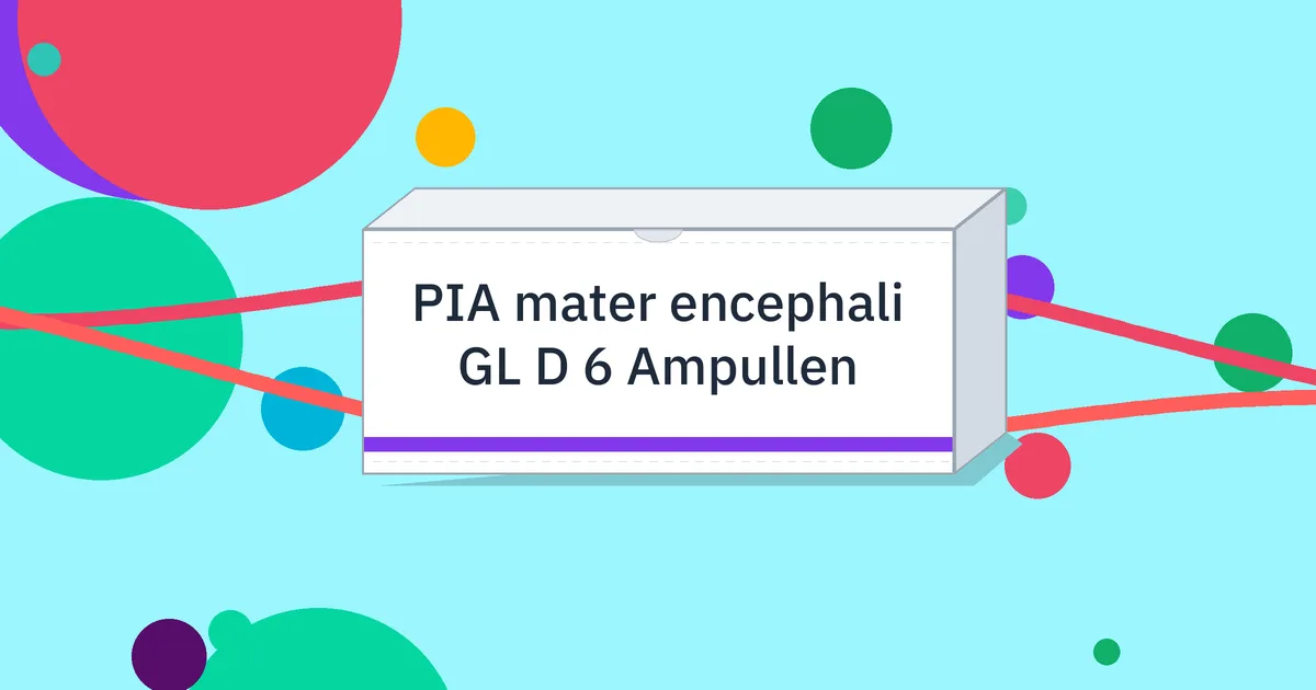 Symbolbild: Packung mit der Aufschrift PIA mater encephali GL D 6 Ampullen (PZN 02948430) – Verfügbarkeit und Bezug in Apotheken in Frankfurt am Main