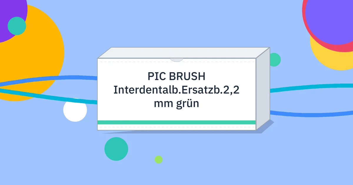 Symbolbild: Packung mit der Aufschrift PIC BRUSH Interdentalb.Ersatzb.2,2 mm grün (PZN 02106145) – Verfügbarkeit und Bezug in Apotheken in Frankfurt am Main
