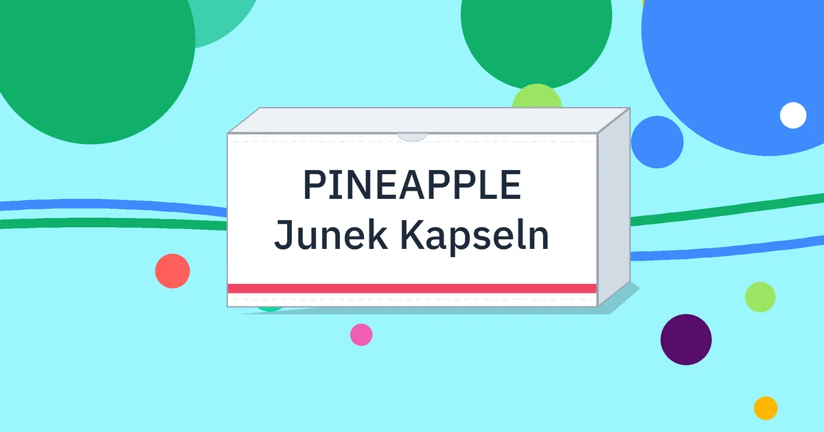 Symbolbild: Packung mit der Aufschrift PINEAPPLE Junek Kapseln (PZN 02574283) – Verfügbarkeit und Bezug in Apotheken in Frankfurt am Main