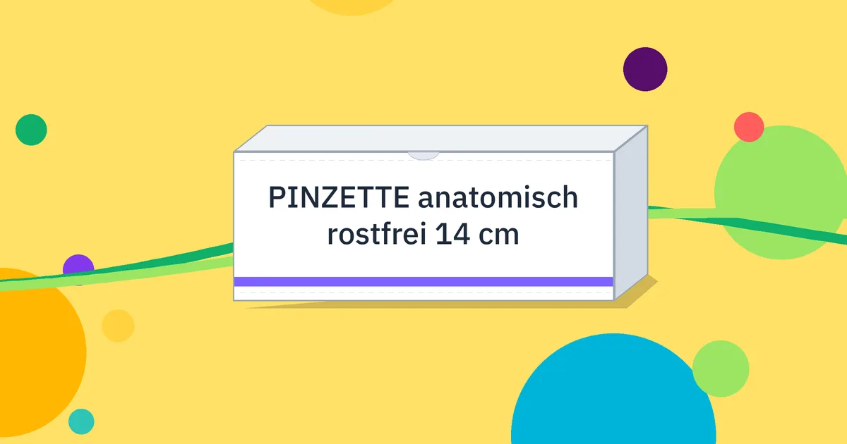 Symbolbild: Packung mit der Aufschrift PINZETTE anatomisch rostfrei 14 cm (PZN 05523211) – Verfügbarkeit und Bezug in Apotheken in Frankfurt am Main