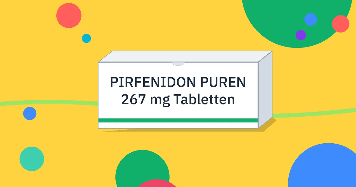 Symbolbild: Packung mit der Aufschrift PIRFENIDON PUREN 267 mg Tabletten (PZN 19238402) – Verfügbarkeit und Bezug in Apotheken in Frankfurt am Main