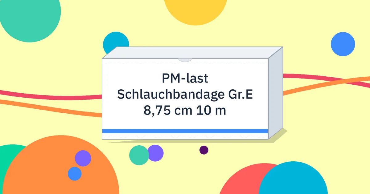 Symbolbild: Packung mit der Aufschrift PM-last Schlauchbandage Gr.E 8,75 cm 10 m (PZN 18845927) – Verfügbarkeit und Bezug in Apotheken in Frankfurt am Main
