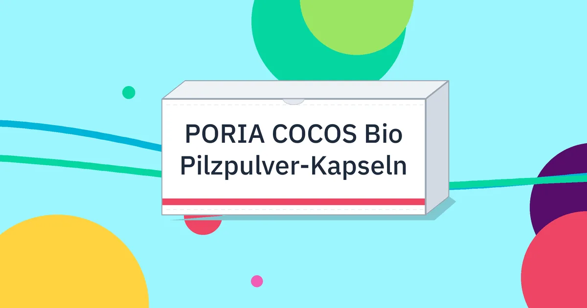 Symbolbild: Packung mit der Aufschrift PORIA COCOS Bio Pilzpulver-Kapseln (PZN 19709971) – Verfügbarkeit und Bezug in Apotheken in Frankfurt am Main
