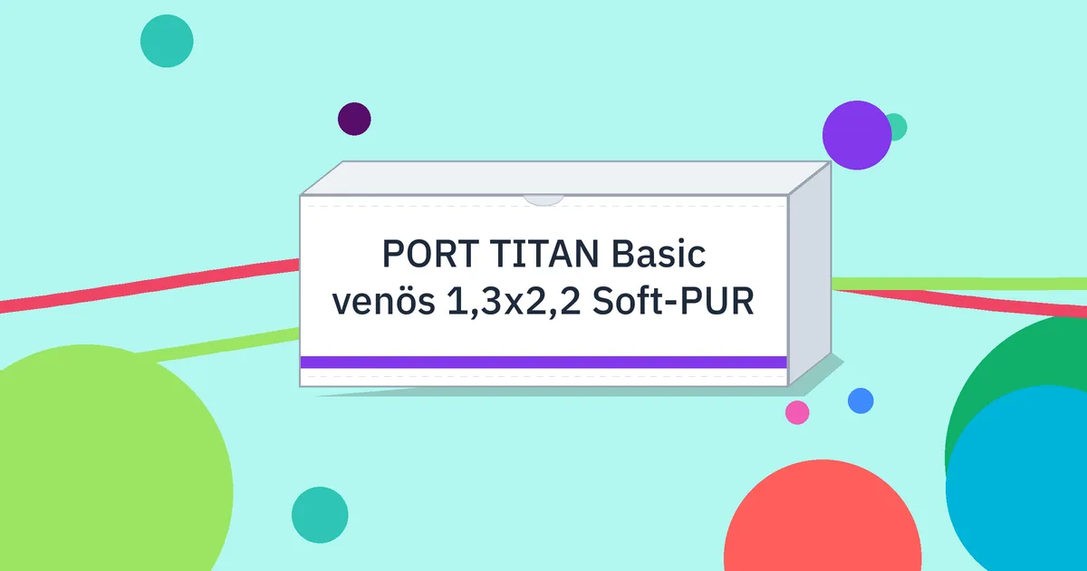Symbolbild: Packung mit der Aufschrift PORT TITAN Basic venös 1,3x2,2 Soft-PUR (PZN 03914479) – Verfügbarkeit und Bezug in Apotheken in Frankfurt am Main