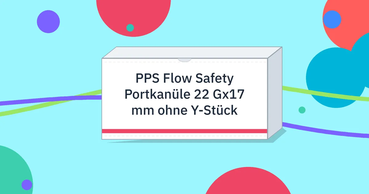 Symbolbild: Packung mit der Aufschrift PPS Flow Safety Portkanüle 22 Gx17 mm ohne Y-Stück (PZN 10073862) – Verfügbarkeit und Bezug in Apotheken in Frankfurt am Main