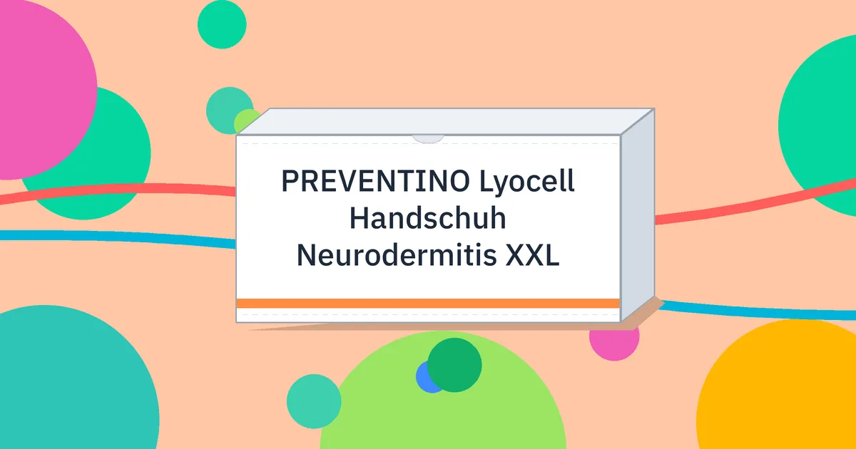 Symbolbild: Packung mit der Aufschrift PREVENTINO Lyocell Handschuh Neurodermitis XXL (PZN 16895329) – Verfügbarkeit und Bezug in Apotheken in Frankfurt am Main