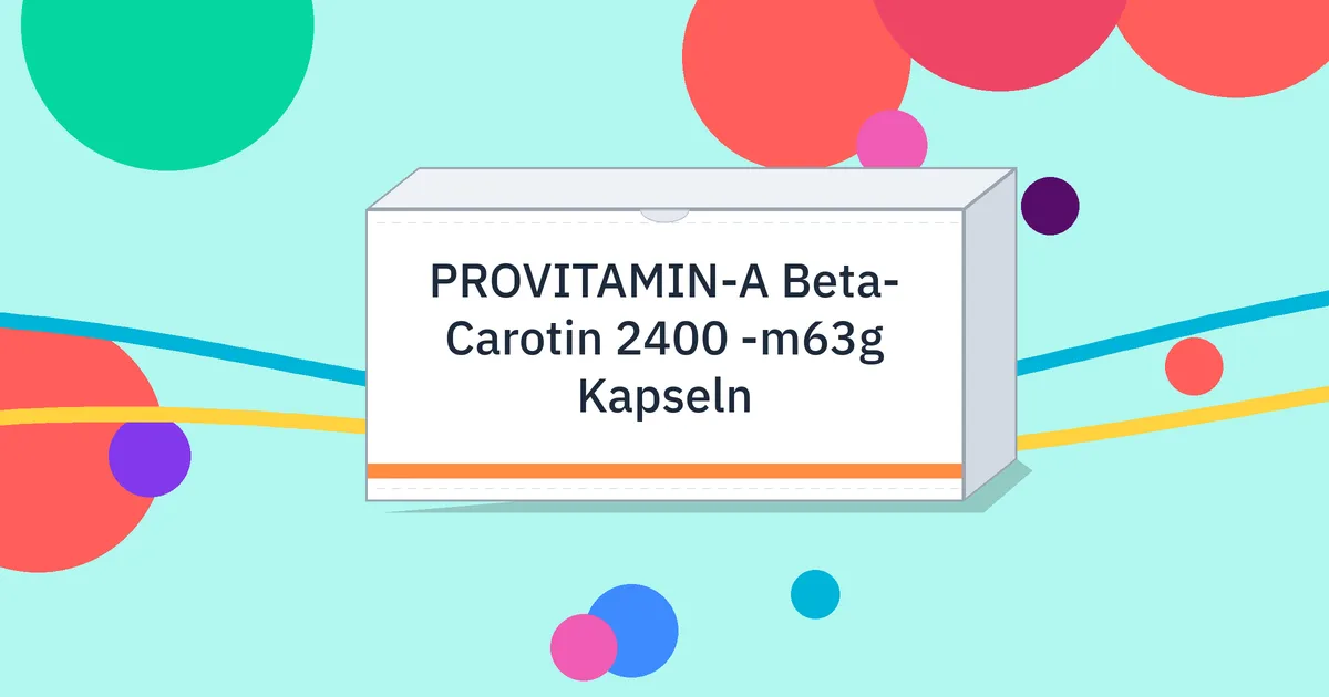 Symbolbild: Packung mit der Aufschrift PROVITAMIN-A Beta-Carotin 2400 -m63g Kapseln (PZN 18216640) – Verfügbarkeit und Bezug in Apotheken in Frankfurt am Main