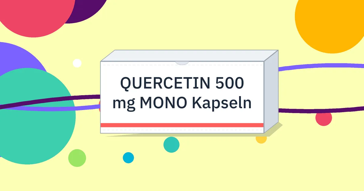 Symbolbild: Packung mit der Aufschrift QUERCETIN 500 mg MONO Kapseln (PZN 16838194) – Verfügbarkeit und Bezug in Apotheken in Frankfurt am Main