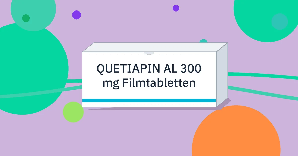 Symbolbild: Packung mit der Aufschrift QUETIAPIN AL 300 mg Filmtabletten (PZN 09283620) – Verfügbarkeit und Bezug in Apotheken in Frankfurt am Main