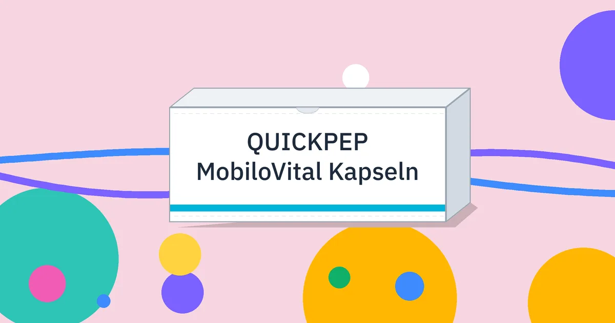 Symbolbild: Packung mit der Aufschrift QUICKPEP MobiloVital Kapseln (PZN 19388219) – Verfügbarkeit und Bezug in Apotheken in Frankfurt am Main