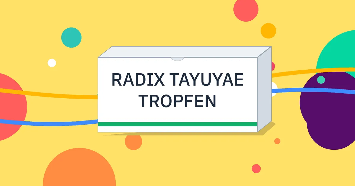 Symbolbild: Packung mit der Aufschrift RADIX TAYUYAE TROPFEN (PZN 14128784) – Verfügbarkeit und Bezug in Apotheken in Frankfurt am Main